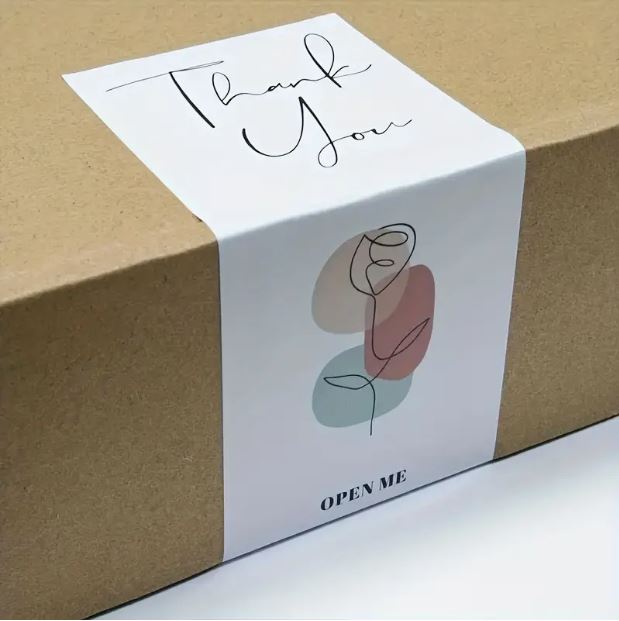 White Rectangular Thank you Packaging Label Stickers for E-Com Packs ...