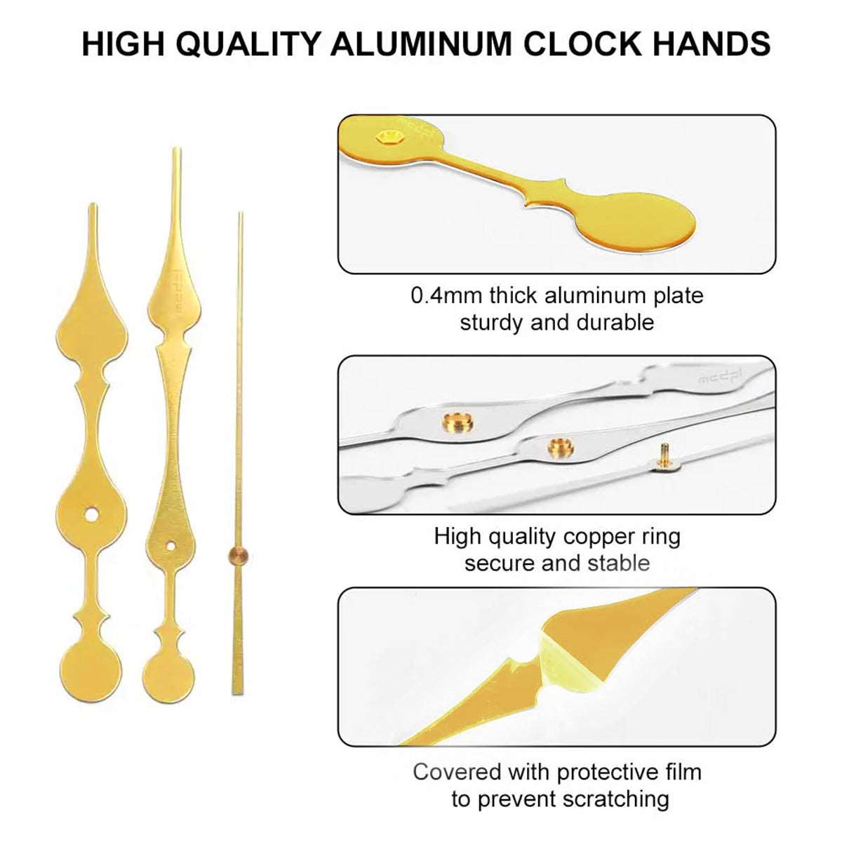 Clock Hands/ Needles Aluminium Large Needle Gold and Silver — Resinarthub