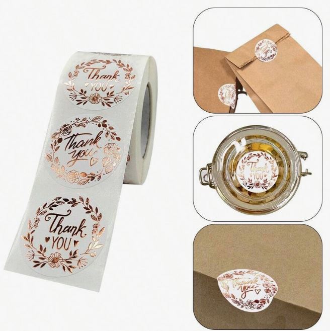 Rose Gold Thank You Stickers for E-Com Packs — Resinarthub